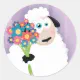 Cute Blushing Sheep Holding Flowers Stickers | Zazzle