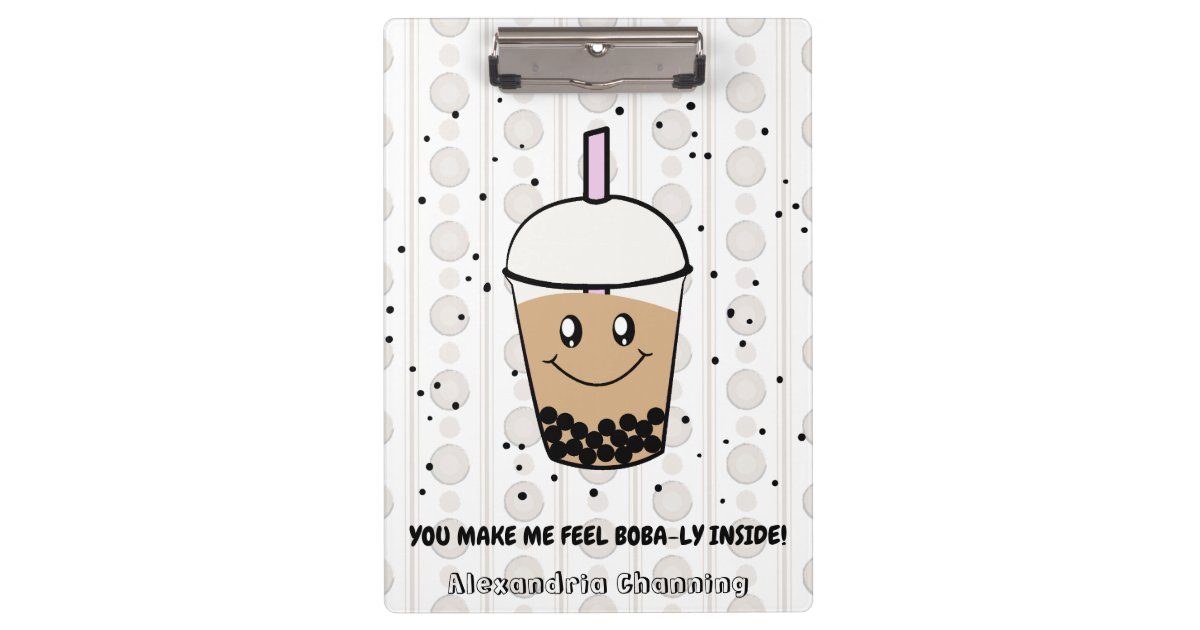 Cute Boba Bubble Tea Pun Personalized Clipboard | Zazzle