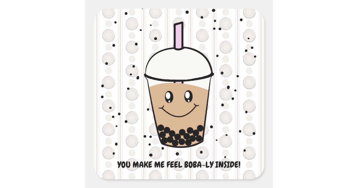 Cute Boba Bubble Tea Pun Square Sticker | Zazzle