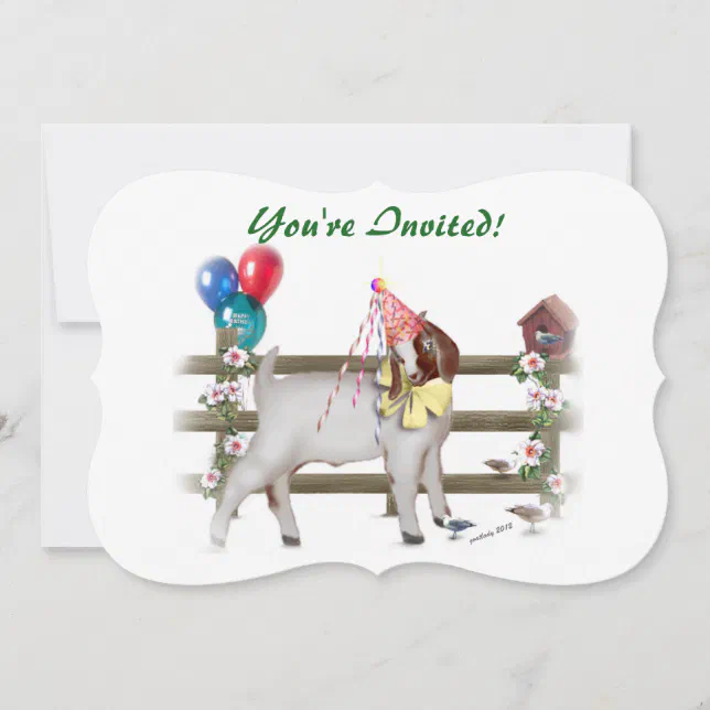 Cute Boer Goat Birthday Party Invitation | Zazzle