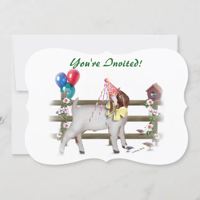 Cute Boer Goat Birthday Party Invitation | Zazzle