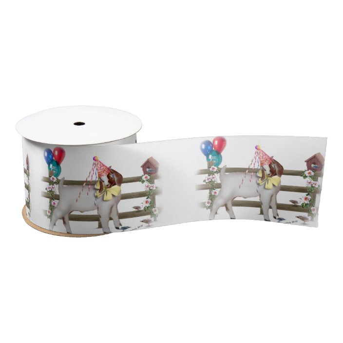Cute Boer Goat Birthday Party Ribbon | Zazzle.com