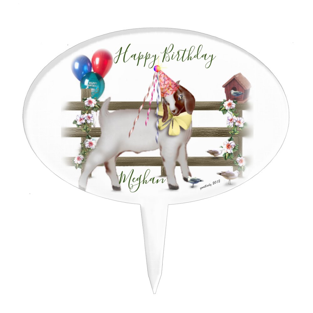 Cute Boer Goat Kid Birthday Party Cake Topper - Snuggle Hamster Designs
