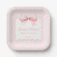 Cute bohemian pink bow ribbon baby girl shower paper plates | Zazzle