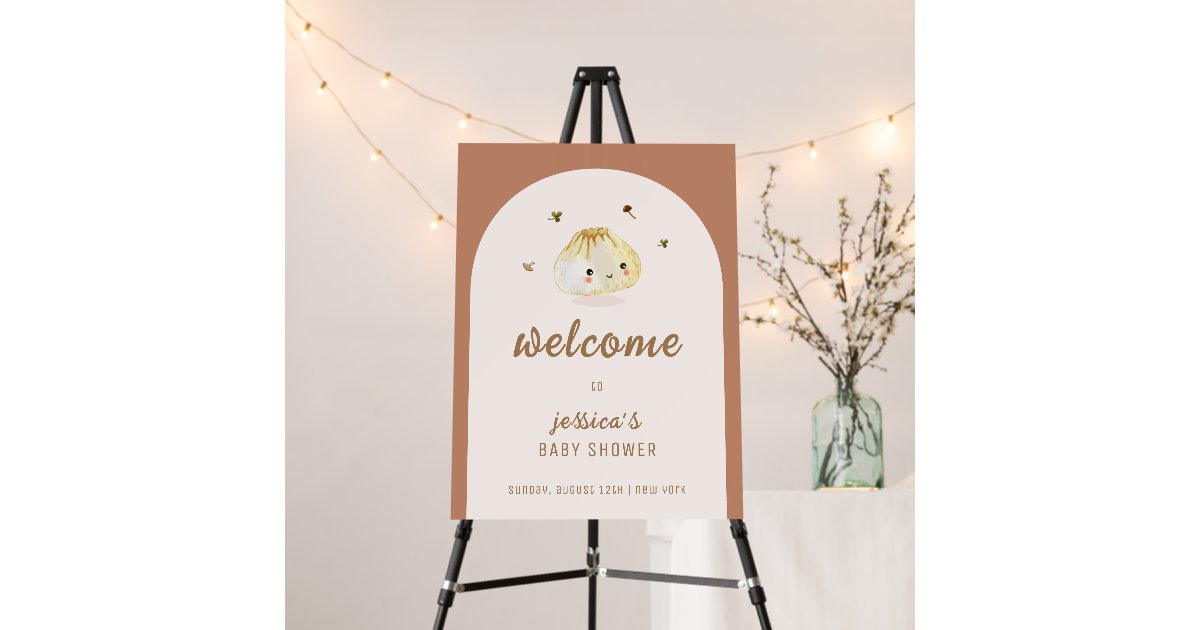 Cute Boho Arch Dumpling Baby Shower Welcome Sign | Zazzle