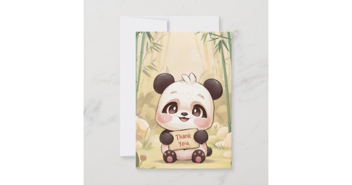 Cute Boho Panda Thank You Card | Zazzle