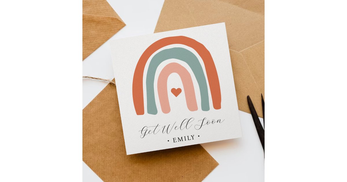 Cute Boho Rainbow Get Well Soon Card | Zazzle