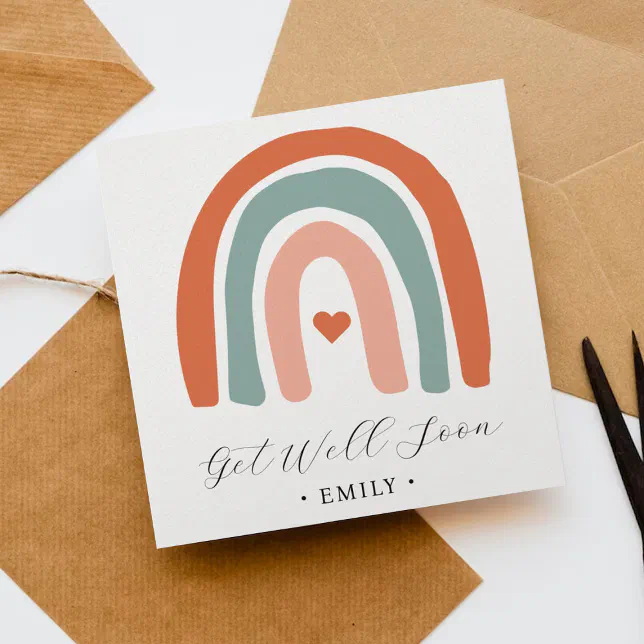 Cute Boho Rainbow Get Well Soon Card | Zazzle