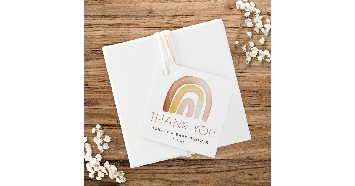 Cute Boho Rainbow Thank You Baby Shower Favor Tags | Zazzle