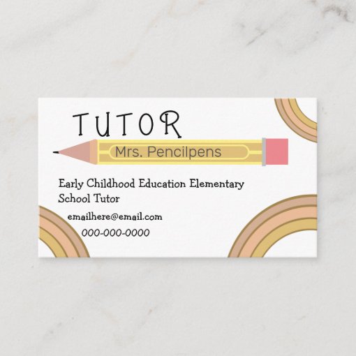 Cute Boho Rainbows Tutor Teacher Business Card | Zazzle