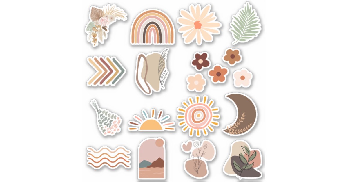 Cute Boho Scrapbook Sticker Pack #002 | Zazzle