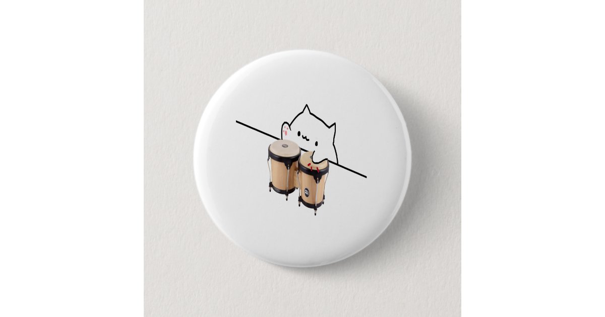 Cute Bongo Cat meme Button | Zazzle