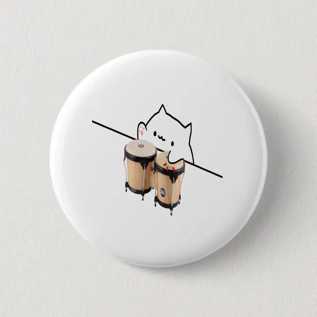 Cute Bongo Cat meme Button | Zazzle