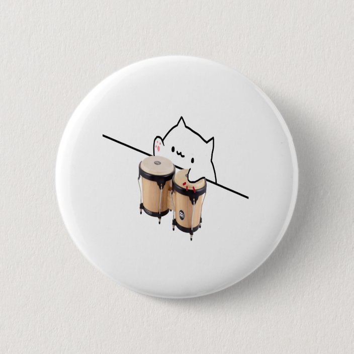 Cute Bongo Cat meme Button | Zazzle.com