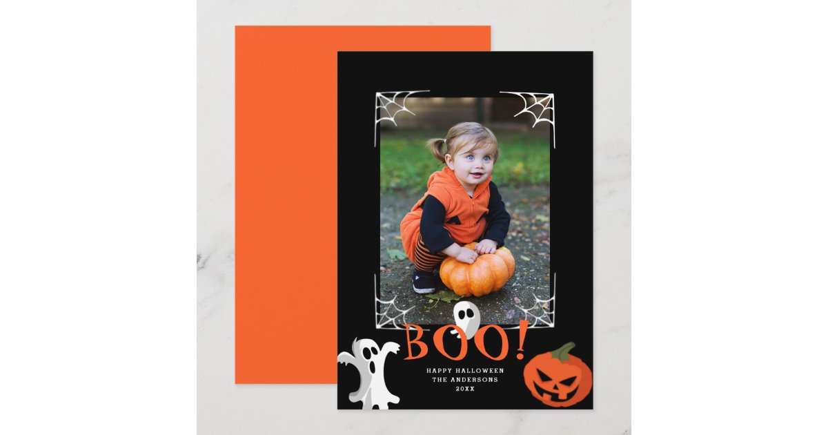 Cute Boo! Halloween Photo Holiday Card | Zazzle