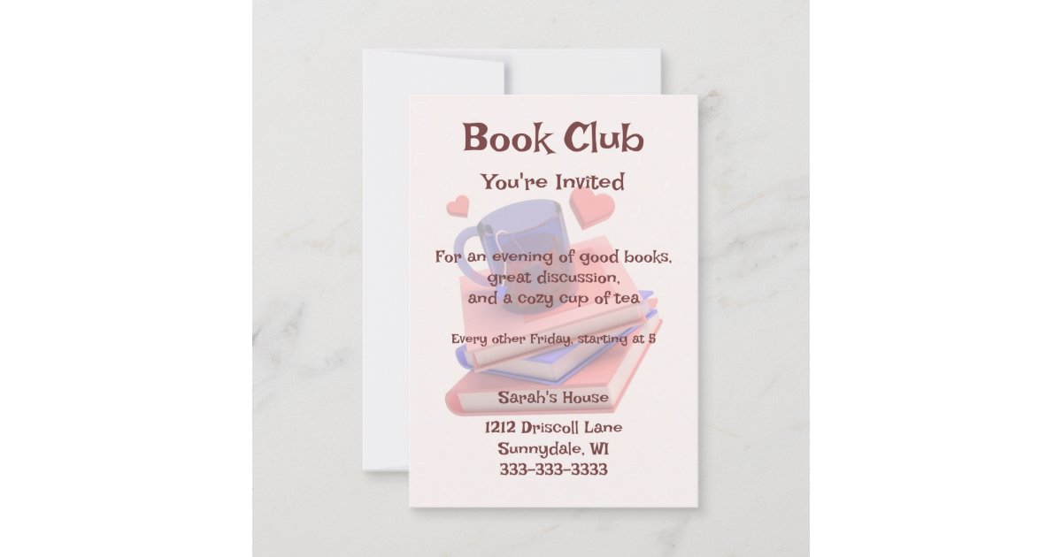 Cute Book Club Invitation | Zazzle