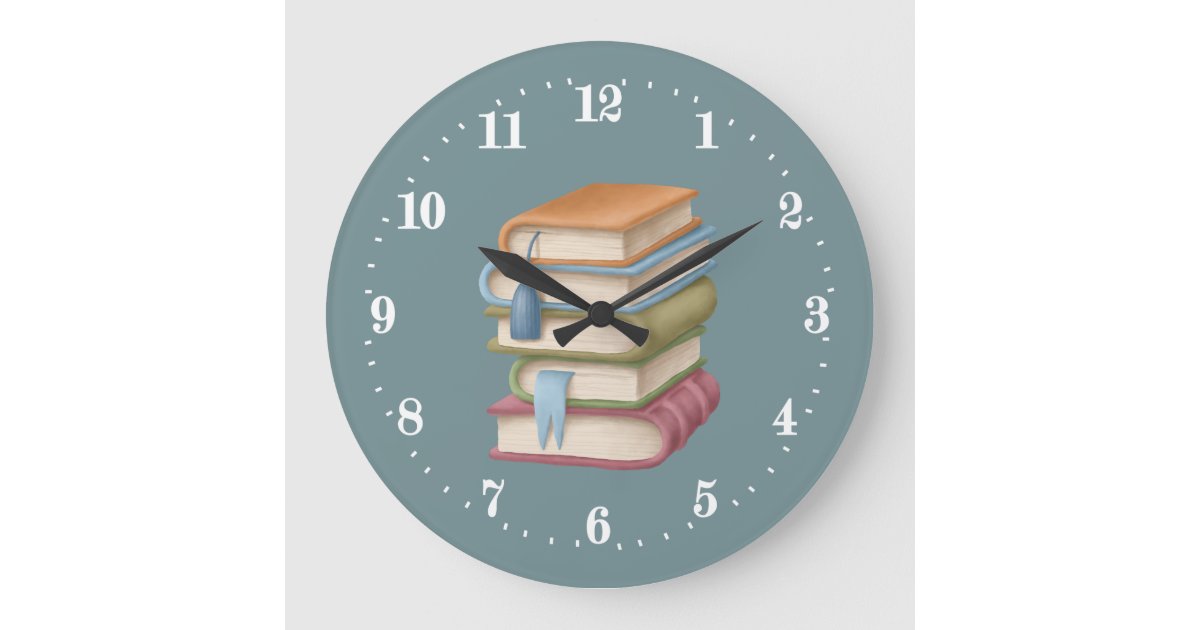 cute book nook decor Large Clock | Zazzle