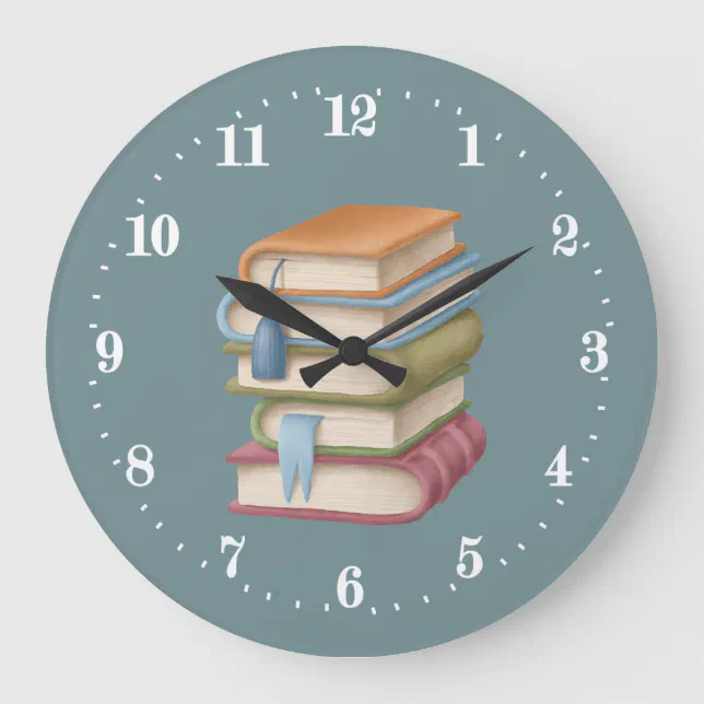 cute book nook decor Large Clock | Zazzle