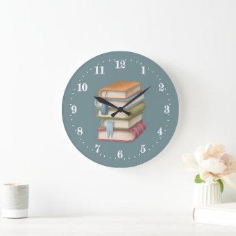 cute book nook decor Large Clock | Zazzle