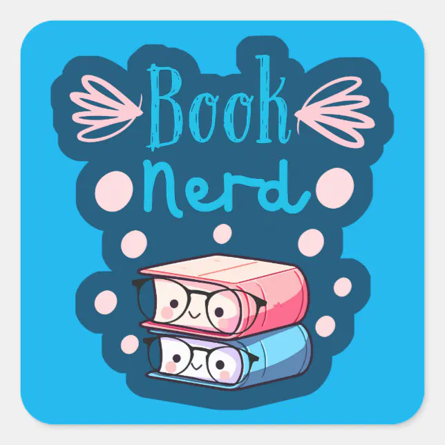 Cute Book Stack Kawaii Style Square Sticker | Zazzle