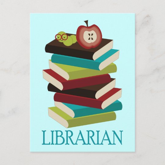 Cute Book Stack Librarian Gift Postcard | Zazzle.com