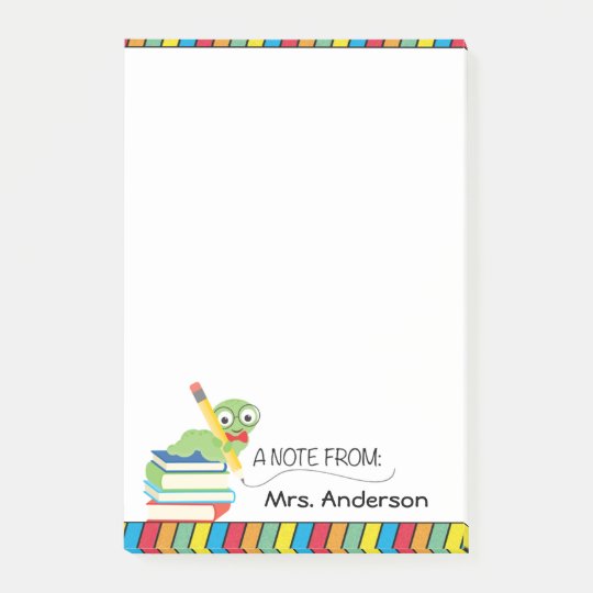 Cute Bookworm, A Note From Teacher, Personalized | Zazzle.com