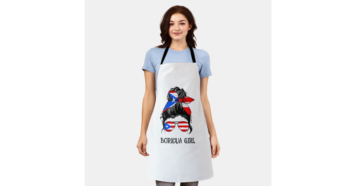 Cute Boricua Girl Puerto Rico Flag Apron | Zazzle