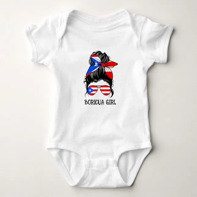 Cute Boricua Girl Puerto Rico Flag Baby Bodysuit | Zazzle