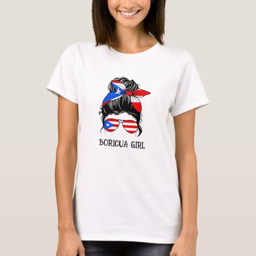Cute Boricua Girl Puerto Rico Flag T-Shirt | Zazzle