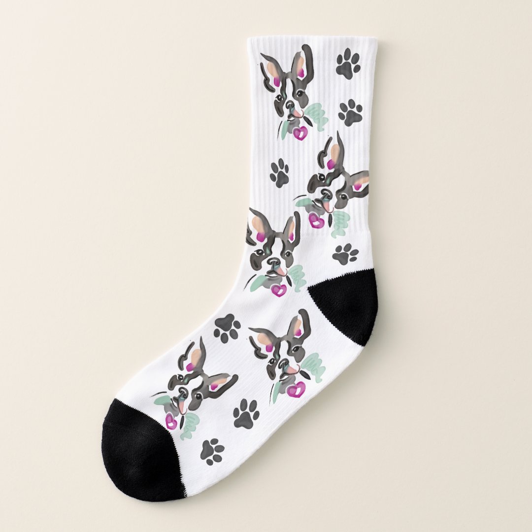 Cute Boston Terrier socks | Zazzle