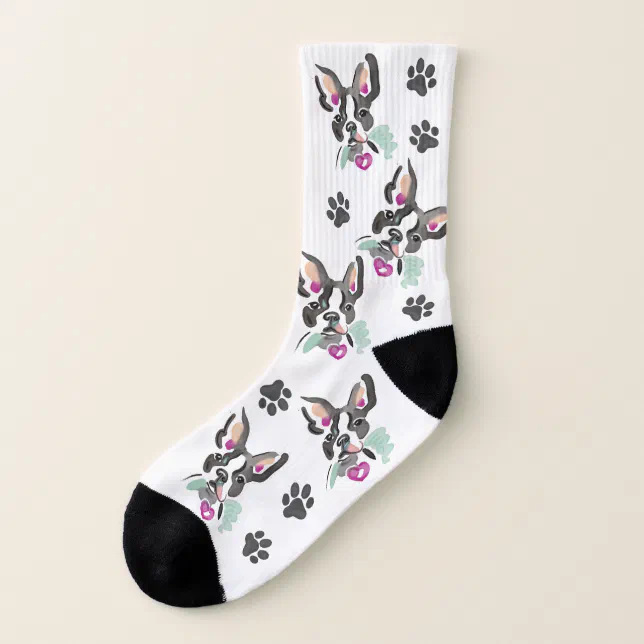 Cute Boston Terrier socks | Zazzle