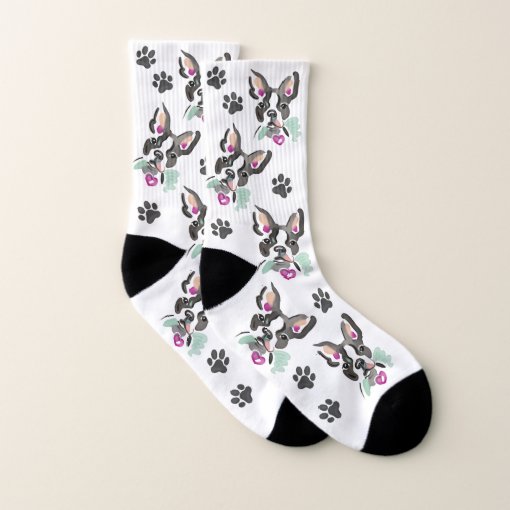 Cute Boston Terrier socks | Zazzle