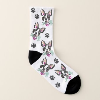 Cute Boston Terrier socks | Zazzle