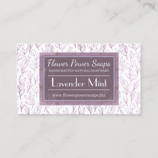 Cute botanicals handmade soap bath scent purple business card | Zazzle.com