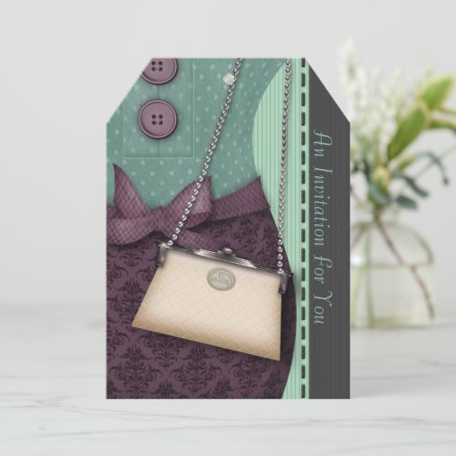 Cute Boutique Retro Outfit and Handbag Invitation | Zazzle