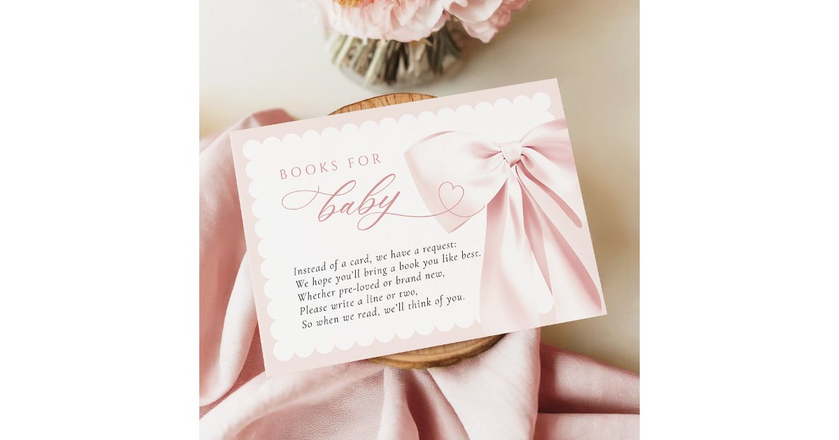 Cute Bow Books for Baby Enclosure Card | Zazzle