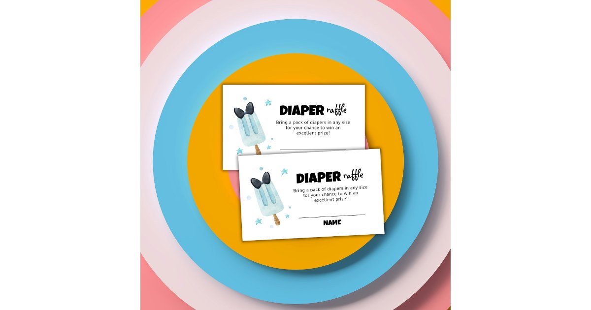 Cute Bow Ice Cream Pop Diaper Raffle Baby Shower Enclosure Card | Zazzle