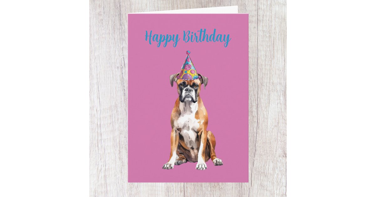 Cute Boxer Dog Birthday Card | Zazzle