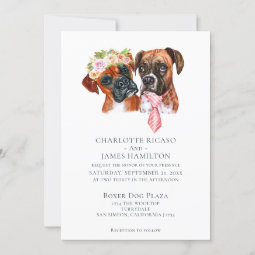 Cute Boxer Dog Bride and Groom Wedding Invitation | Zazzle