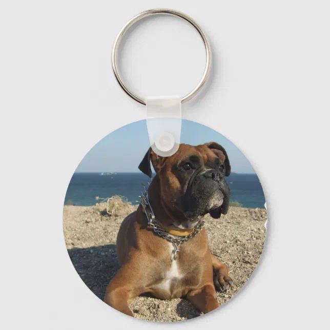Cute Boxer Dog Keychain | Zazzle