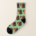 Cute Boxer Dog Pet Face Photo Custom Mint Green Socks | Zazzle