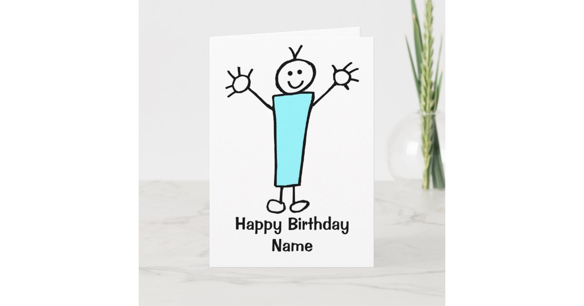 Cute Boy Blue Birthday Card | Zazzle