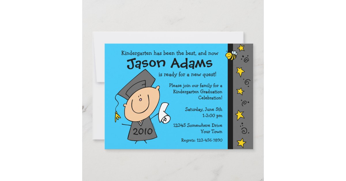 Cute Boy Custom Graduation Invitations | Zazzle