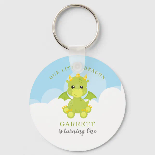 Cute Boy Dragon 1st Birthday Keychain | Zazzle