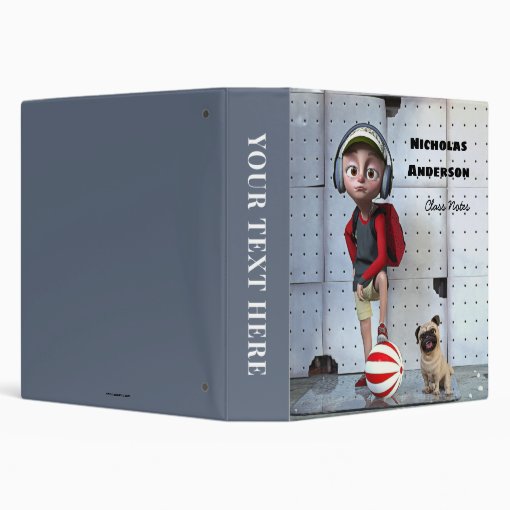 Cute Boy Football Pug Back to School Binder | Zazzle