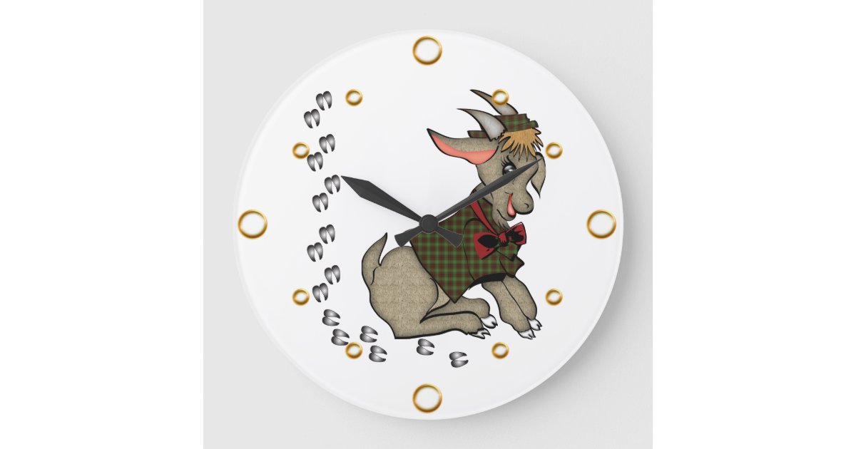 Cute Boy Goat Cartoon Wall Clock | Zazzle