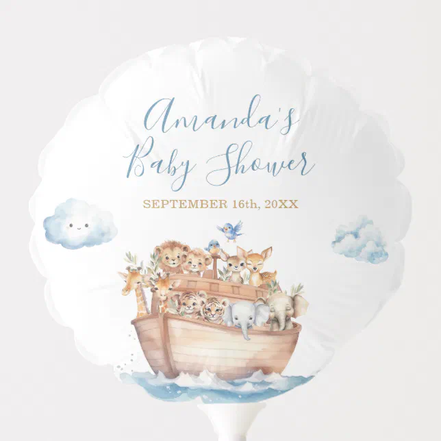 Cute Boy Noah's Ark Baby Shower Cloud Balloon | Zazzle