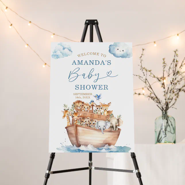 Cute Boy Noah's Ark Baby Shower Welcome Sign | Zazzle