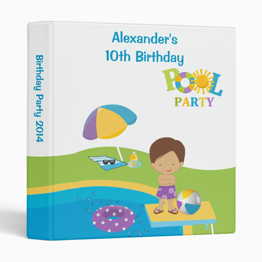 Cute Boy Pool Party Birthday Photo Album Binder | Zazzle