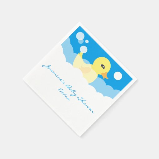 Cute Boy Rubber Ducky Baby Shower Paper Napkins | Zazzle